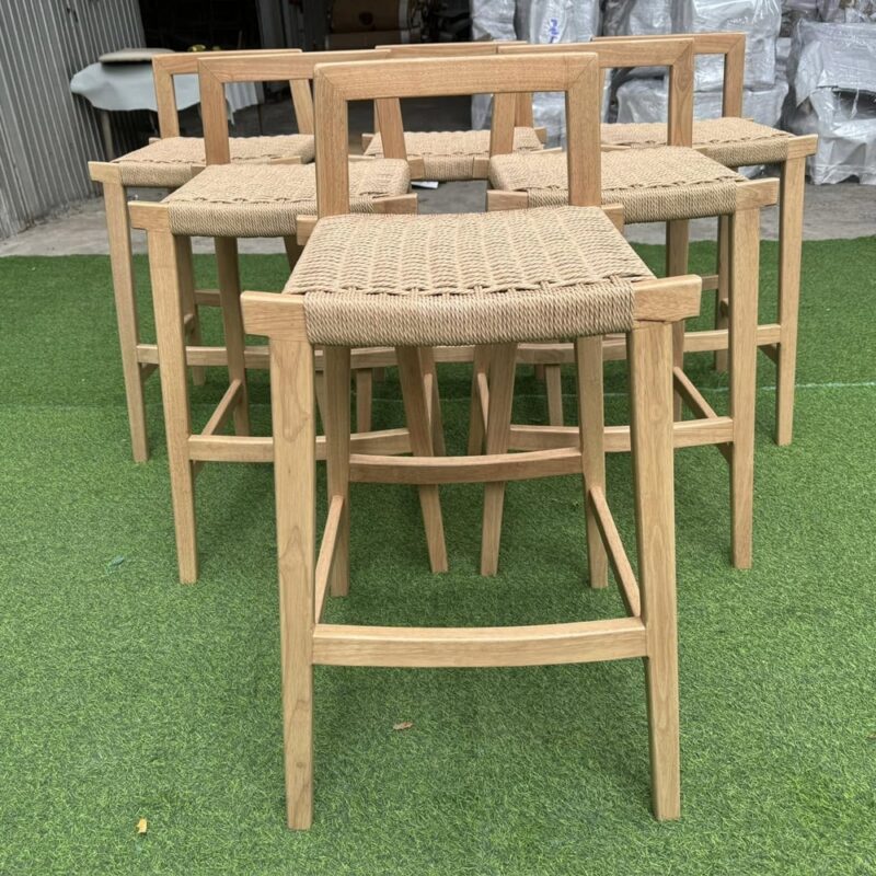 Ghế quầy bar gỗ đan dây Bar18 - Nội thất Bica